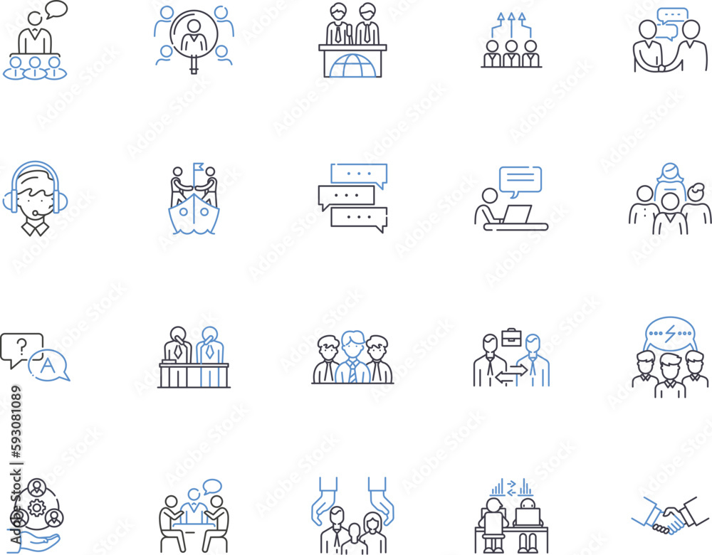 Supporting people outline icons collection. Aid, Assist, Backing, Boost ...