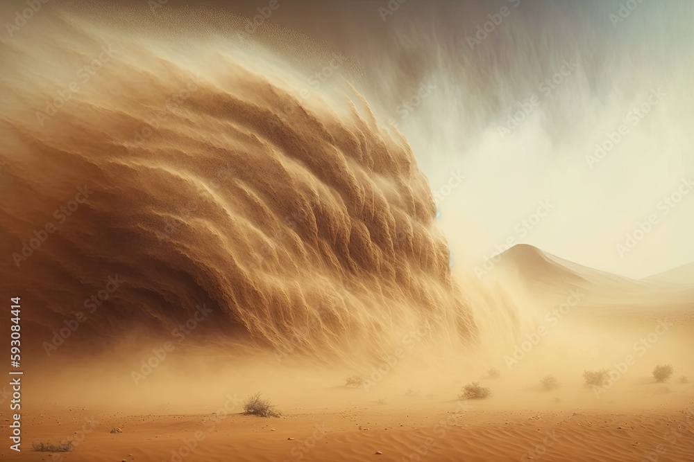 circulation of water. Dust storm in full force. digital context display ...