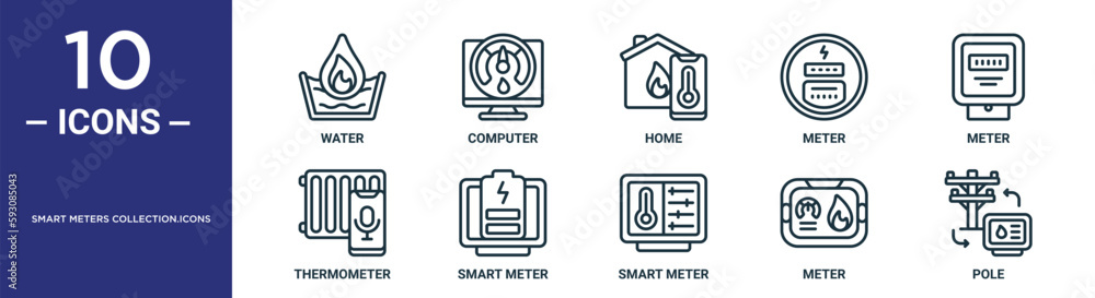 smart meters collection.icons outline icon set includes thin line water ...