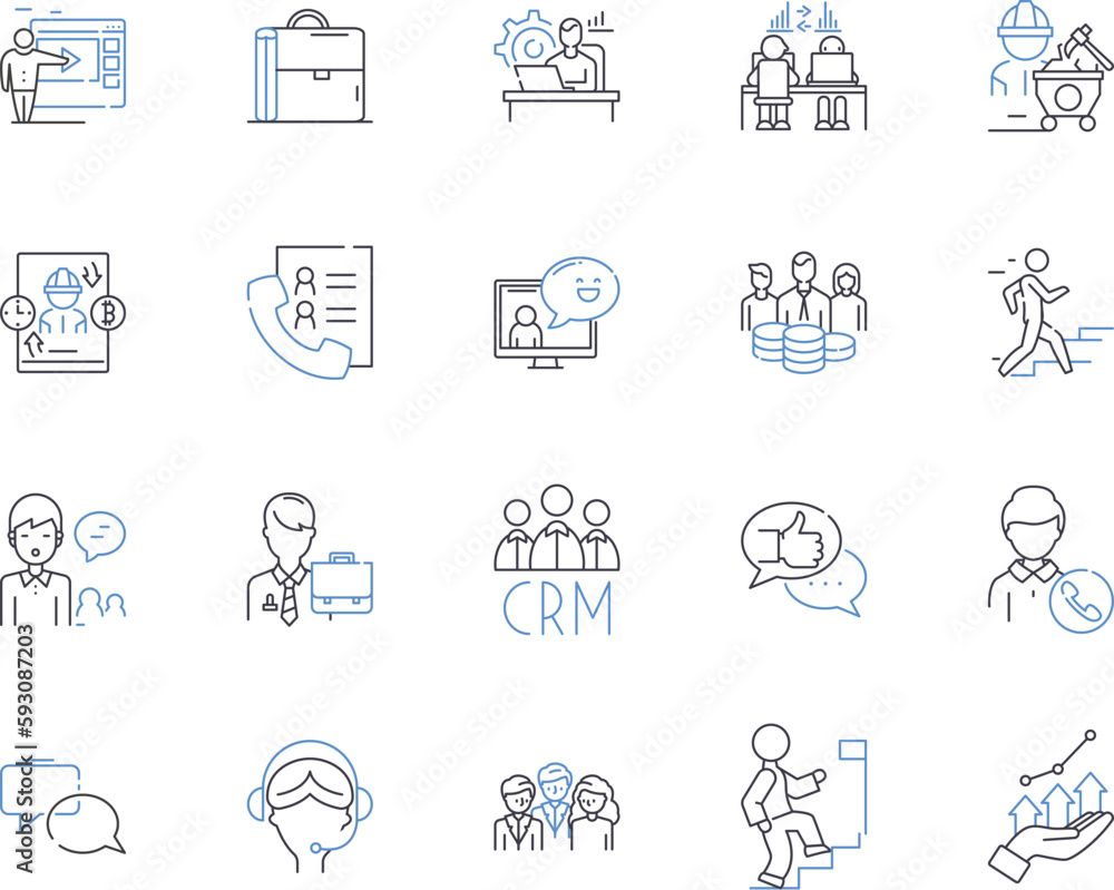 Empoyee workflow outline icons collection. Employee, Workflow ...