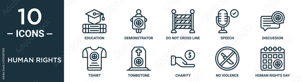 Stockvector human rights outline icon set includes thin line education ...