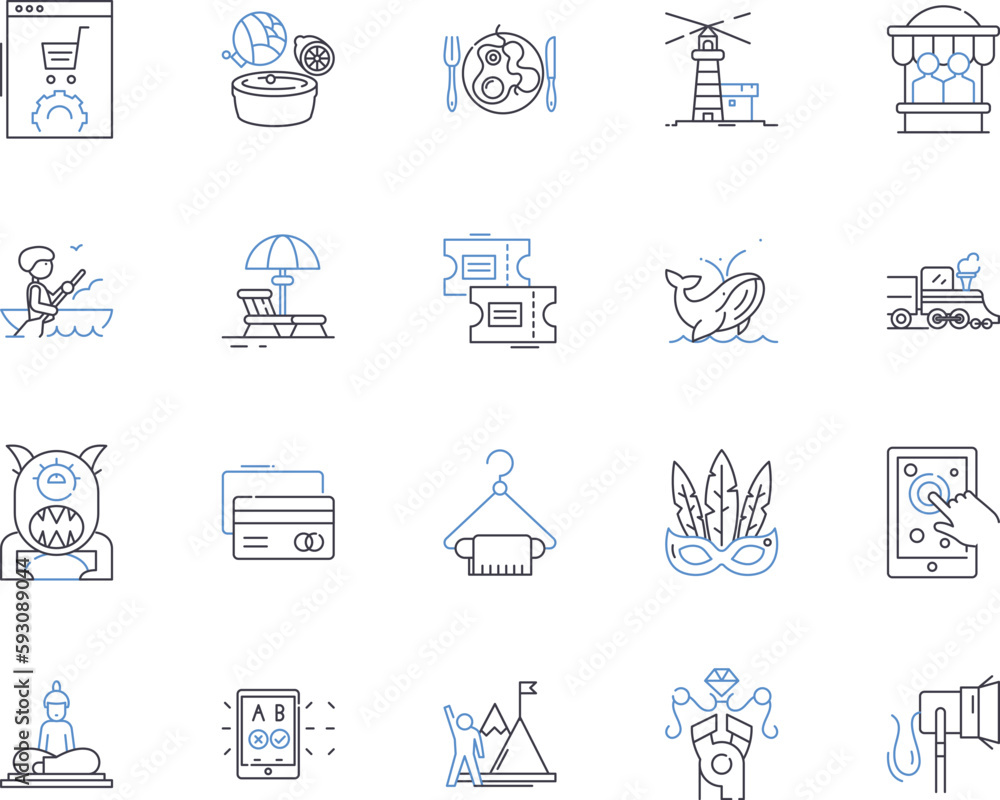 Luxury travel outline icons collection. Voyage, Luxe, Exotic, Lavish ...