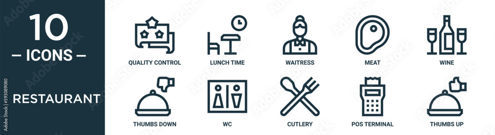 restaurant outline icon set includes thin line quality control ...