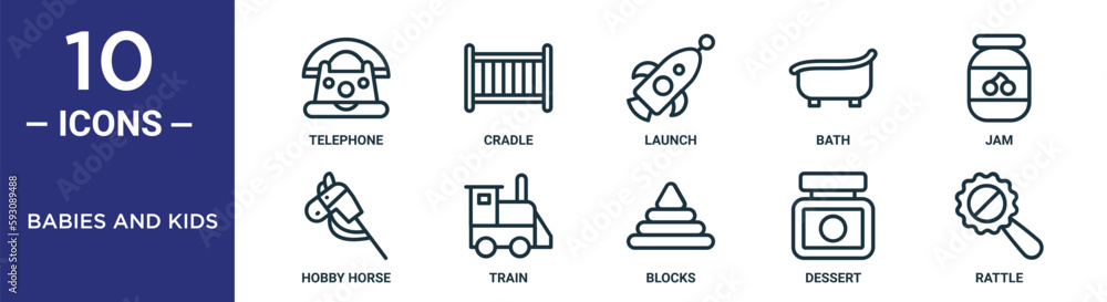 babies and kids outline icon set includes thin line telephone, launch ...