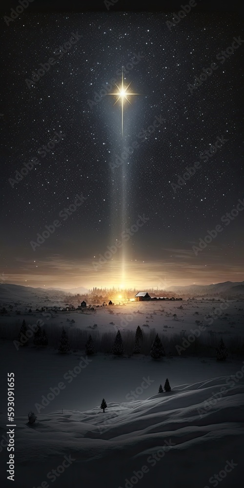 The star shines over the country of christmas of Jesus Christ ...