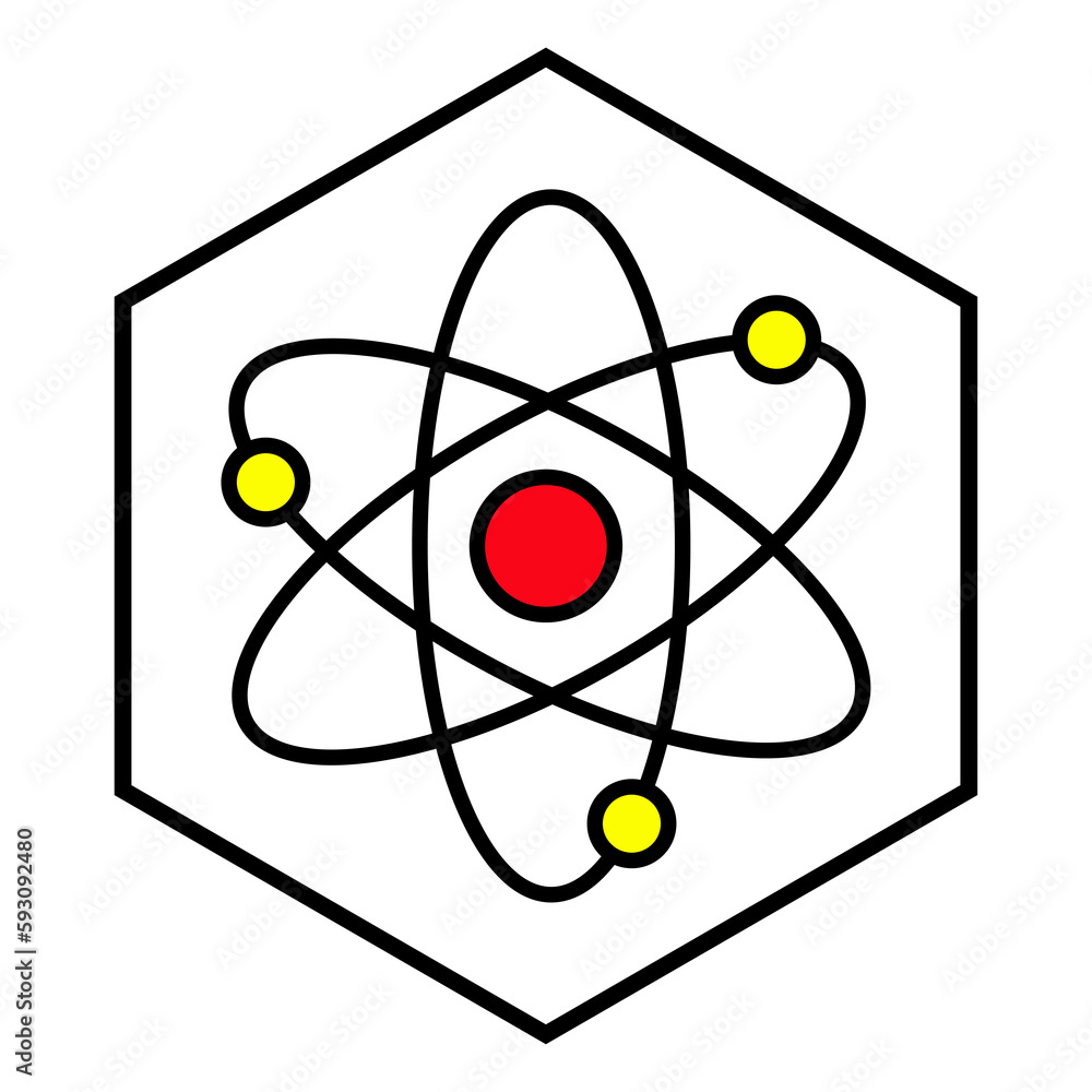 Drawing of an atom with highlighted orbital path of electrons ...