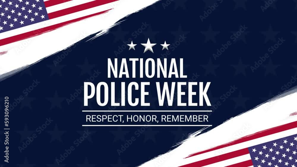 National Police Week 4k Animation with American flag and typography ...
