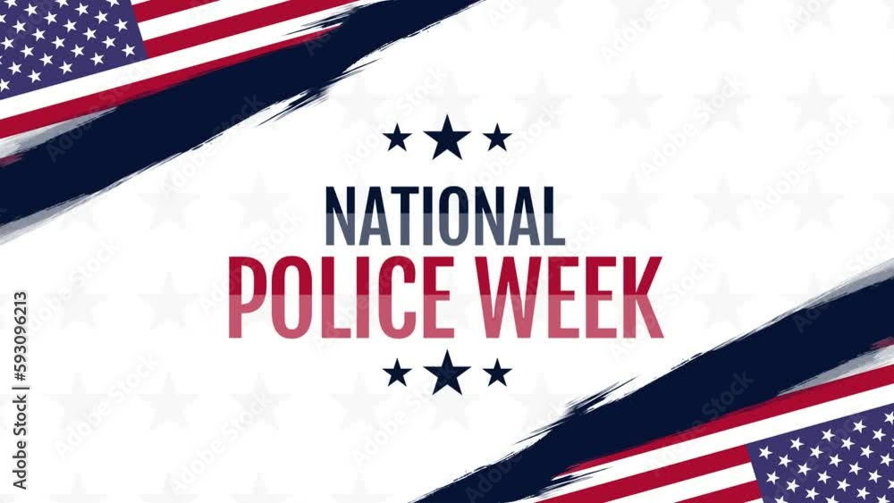 National Police Week 4k Animation with American flag and typography ...