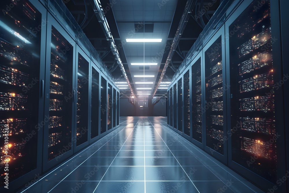 Modern Server room or Data Center Full of Server Towers or Server Racks ...