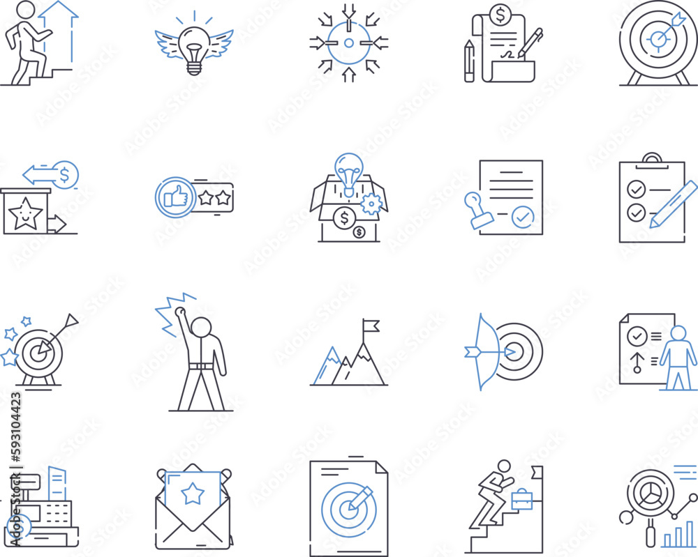 Collaborative management outline icons collection. Cooperation ...