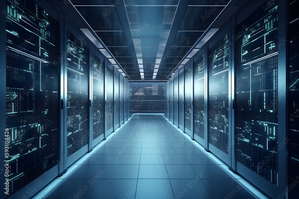 Interior of a Cloud Storage Facility in Server Room, Modern Cloud ...