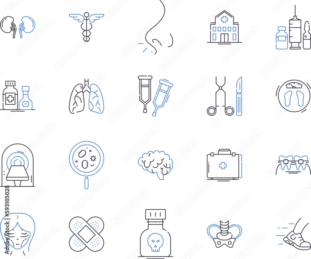 Health check up outline icons collection. Examination, Diagnosis ...