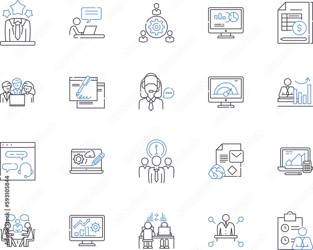 Workflow And Office Outline Icons Collection Workflow Office Automation Process Tasks