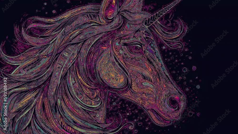 Unicorn neon magic short animated clips for vj dj background music ...