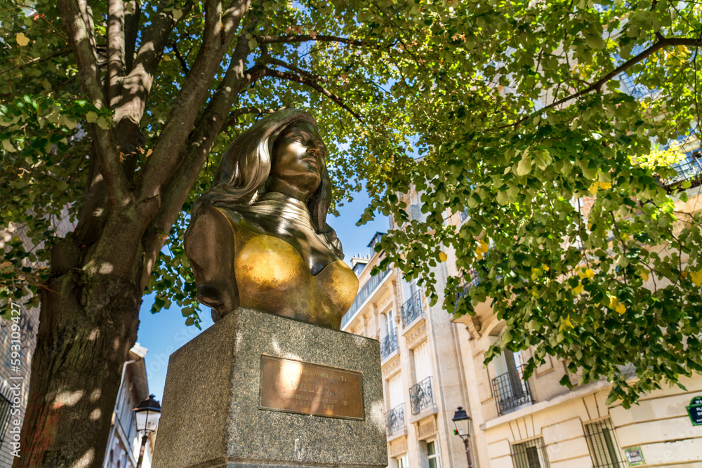 Paris, France-September, 2022:Bronze statue of singer and actress ...