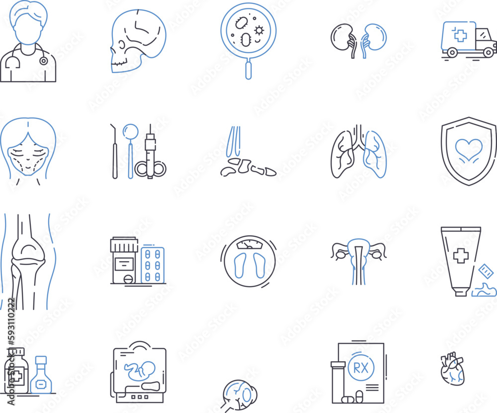 Health examination outline icons collection. Checkup, Assessment ...