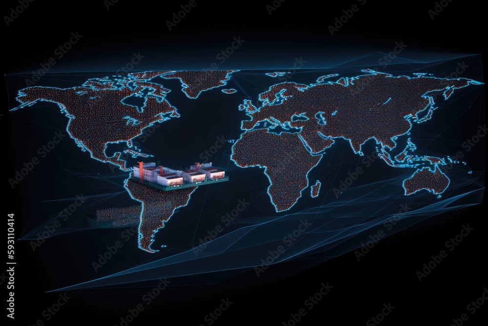 a computerized map of the world that displays container freight ships ...