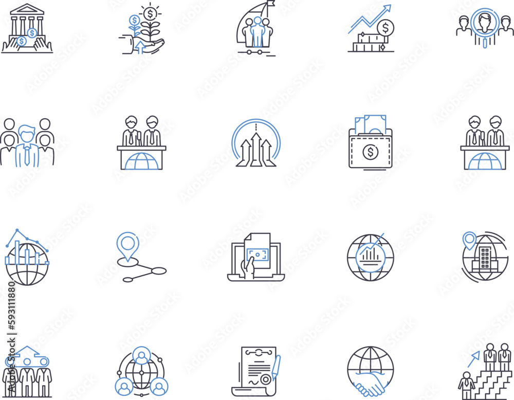 Globalization Outline Icons Collection Internationalization Interconnection Connection