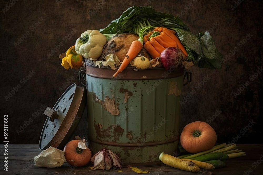 Unused, rotten veggies are disposed of in the trash. Food Waste and ...