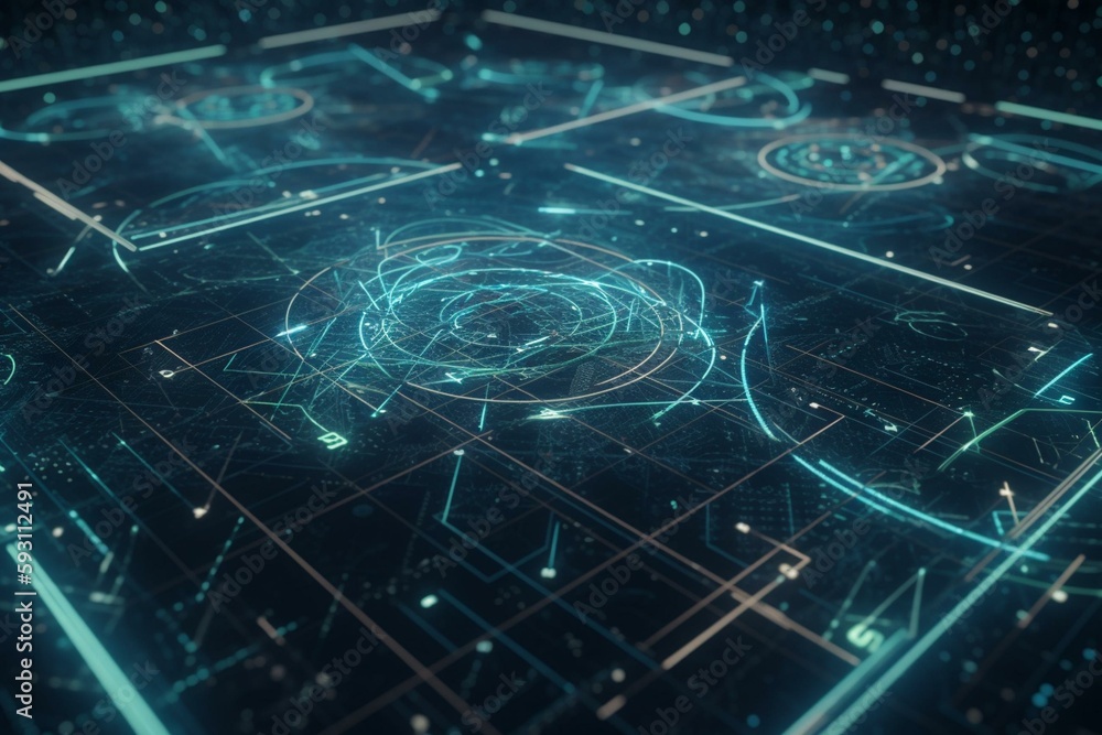 Digital mathematical symbols 3D illustration. Abstract futuristic ...