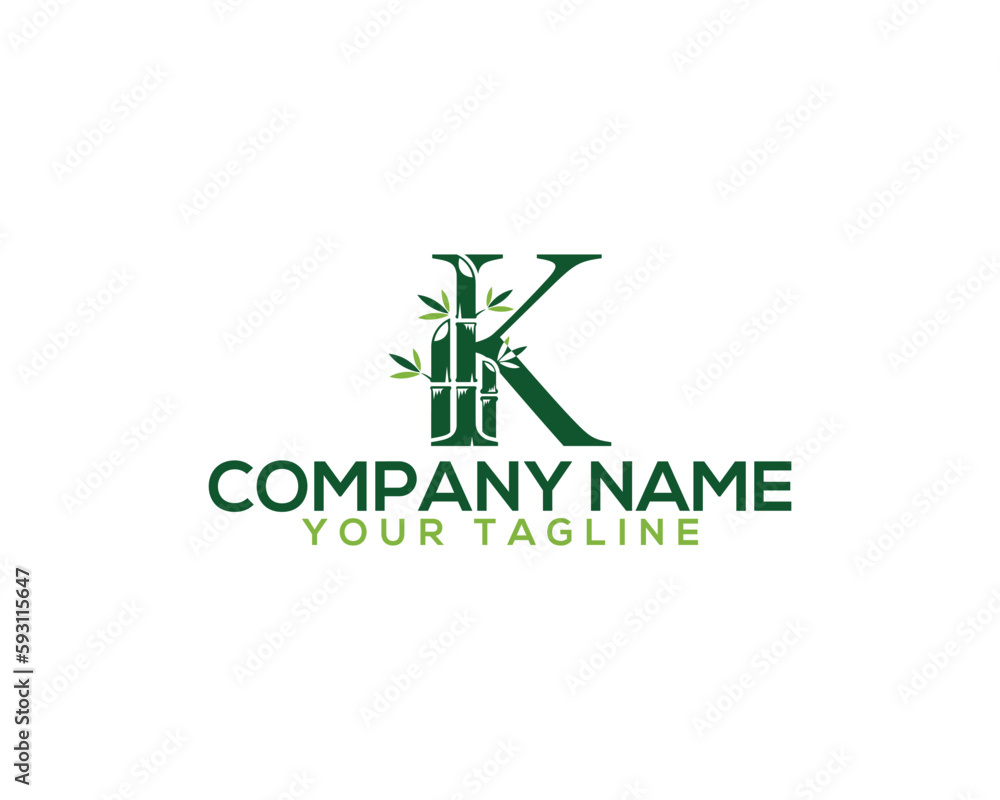 Abstract letter K bamboo tree logo design. Unique bamboo tree natural ...