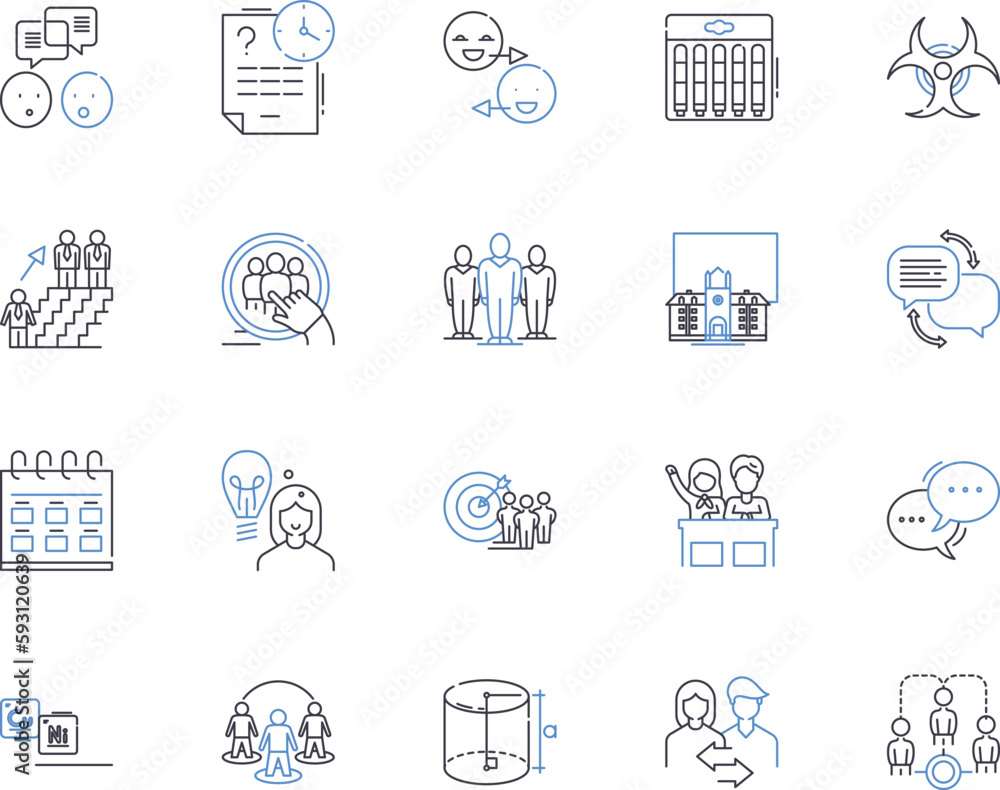 Educational process outline icons collection. Learning, Teaching ...