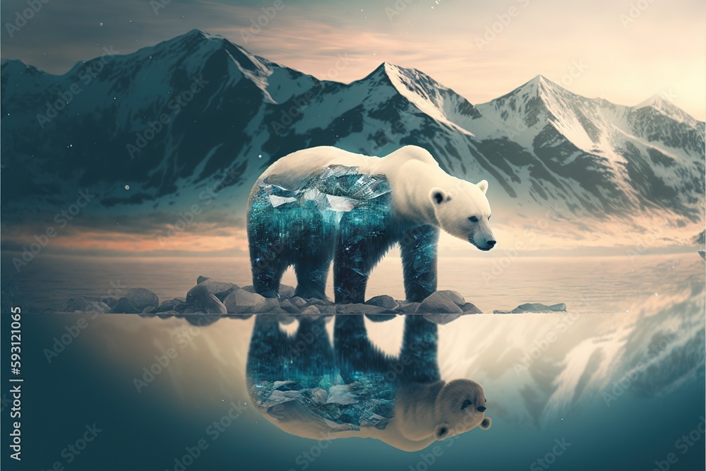 image shown by polar bear suffer due to melting ice caused by the ...