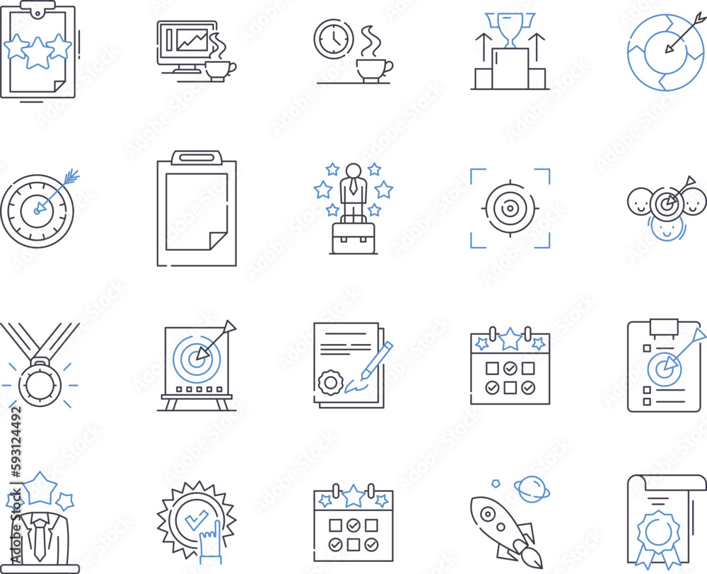 Collaborative management outline icons collection. Cooperation ...