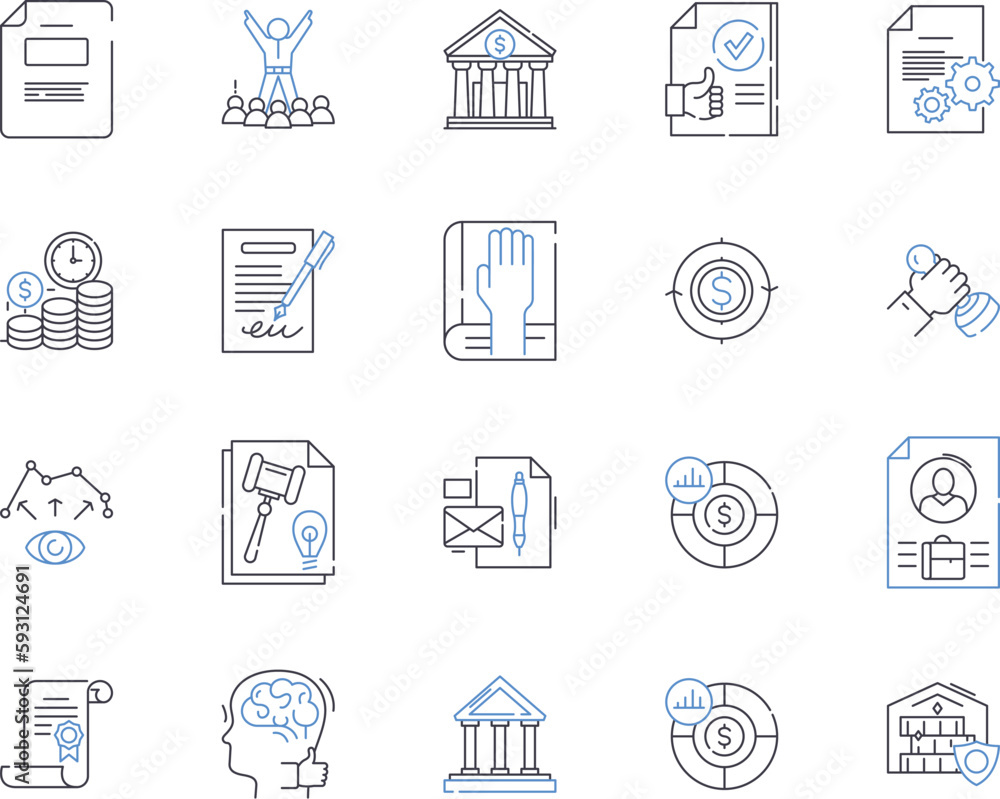 International law outline icons collection. International, law ...