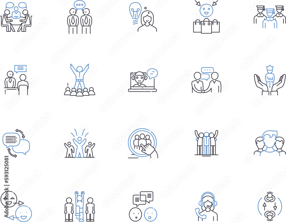 Coaching outline icons collection. Mentoring, Guiding, Instructing ...