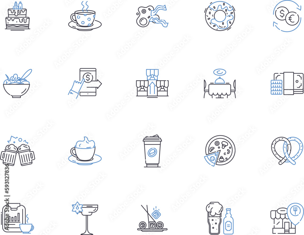 Cafe outline icons collection. Cafe, Coffee, Espresso, Latte ...