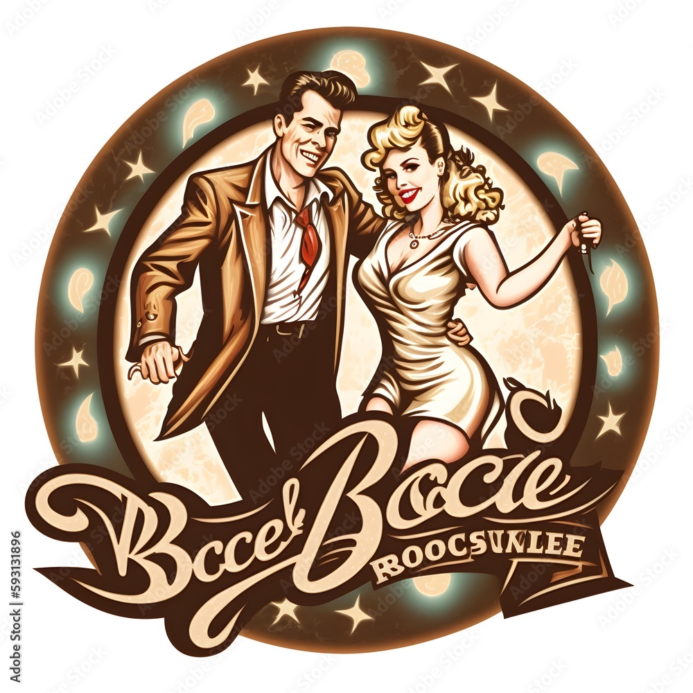 Rockabily Jive dancers Swing dance Booggie Woggie dance floor logo rock ...