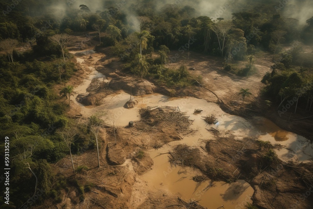 Illegal mining causes deforestation and river pollution in the Amazon ...