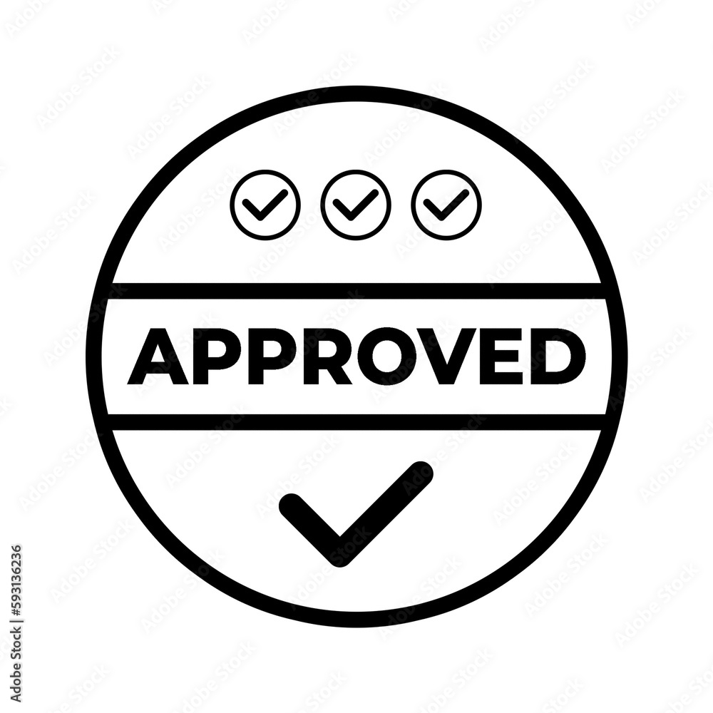 approved stamp black design with check mark icon transparent template ...