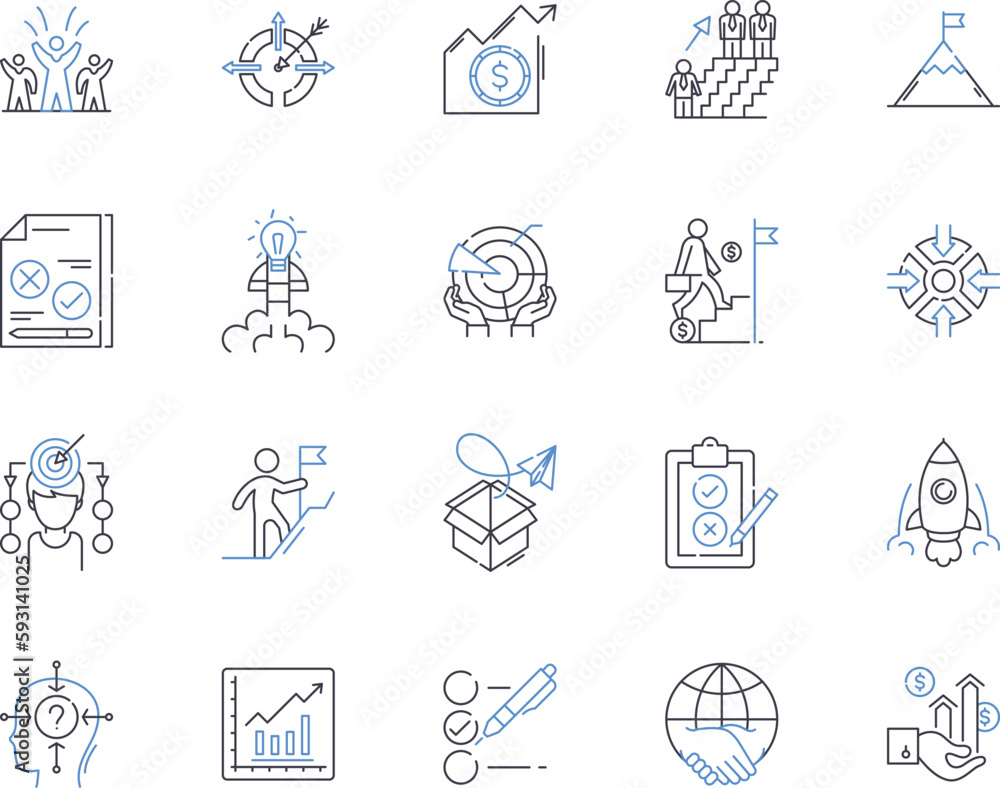 Collaborative management outline icons collection. Cooperation ...