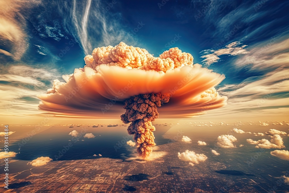 Saw an aerial nuclear explosion. Generative AI Stock Illustration ...