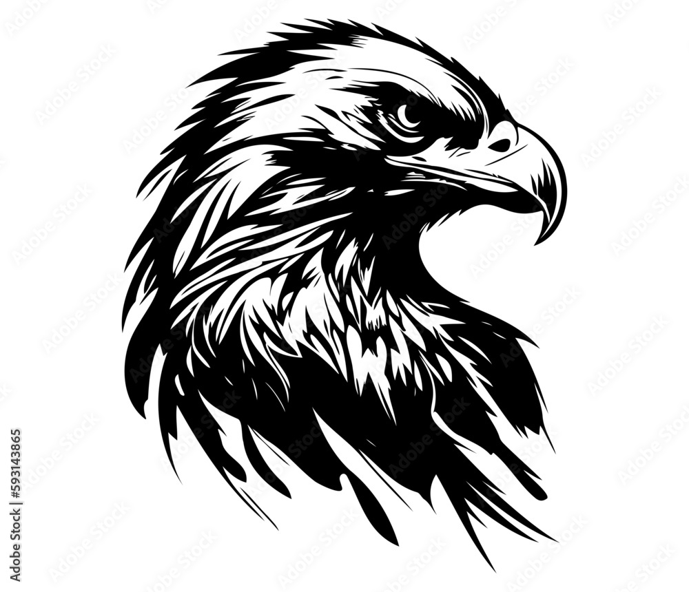 Eagle Face, Silhouettes Eagle Face SVG, black and white Eagle vector ...