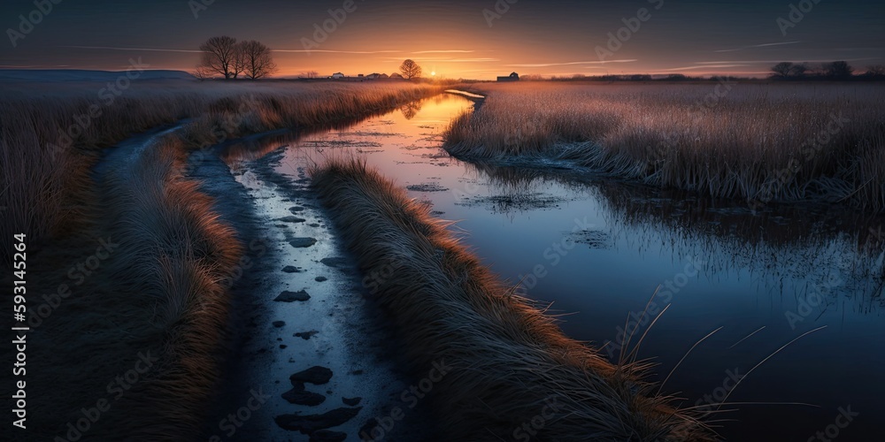 Early in the morning, just before sunrise, walk through reed beds ...