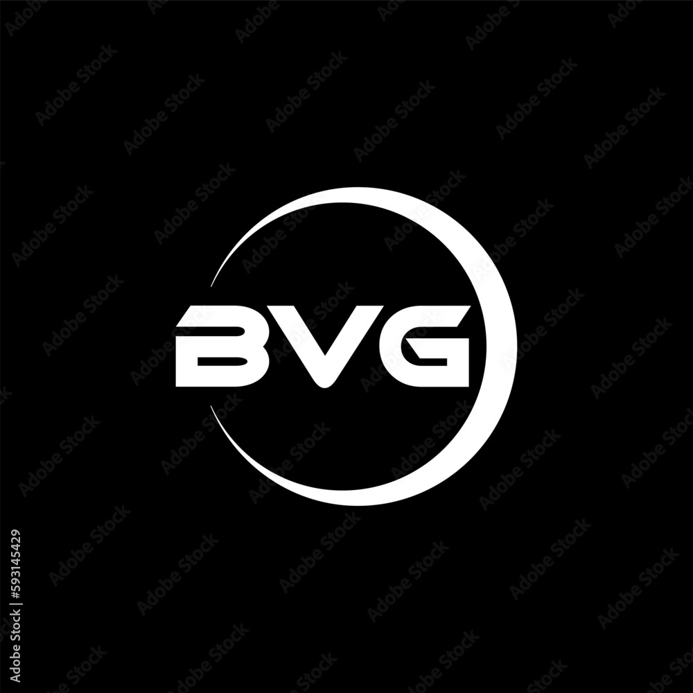BVG letter logo design with black background in illustrator, cube logo ...