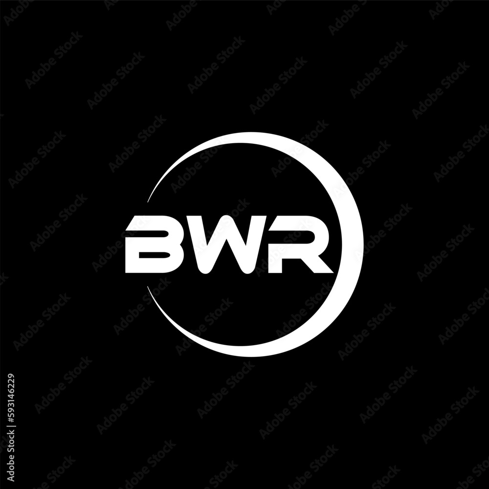 BWR letter logo design with black background in illustrator, cube logo ...