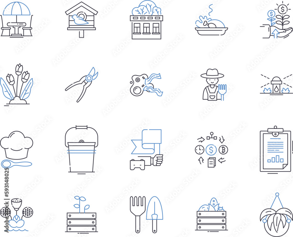 Farming production outline icons collection. Agriculture, Cultivation ...