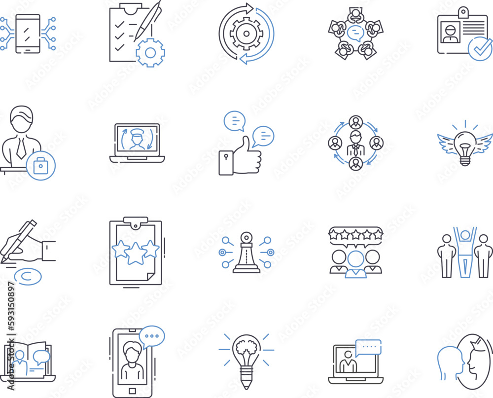 Business partnership outline icons collection. Alliance, Joint venture ...