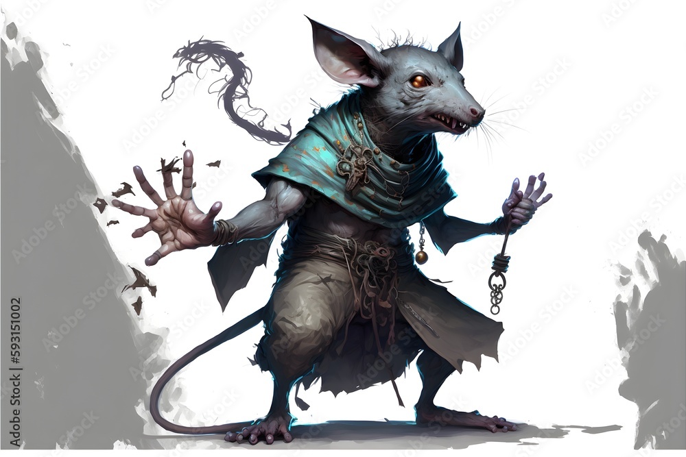 sick angry rat creature RPG centered full body creature drawing sheet ...