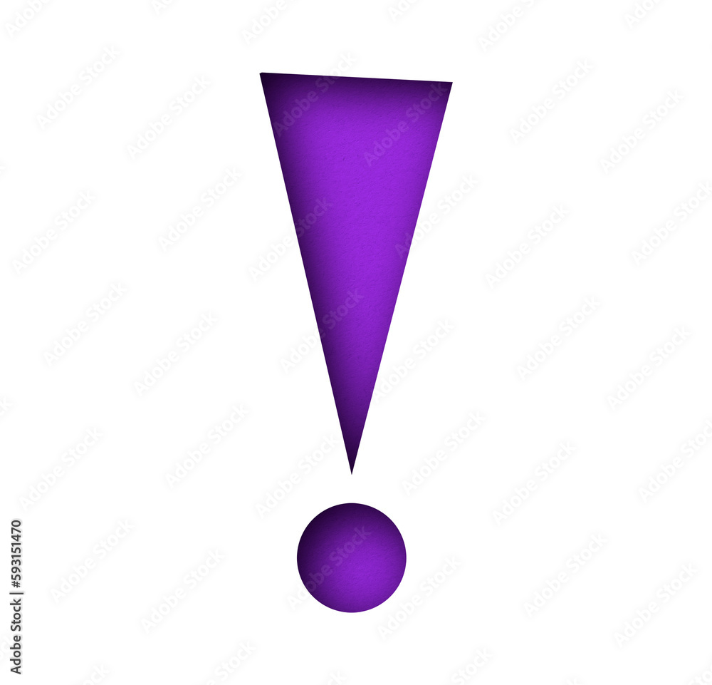 Purple paper cut shape warning sign. Warning sign. Isolated on ...
