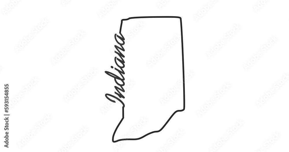 Indiana state map outline. Continuous one line drawing. Stock Video ...