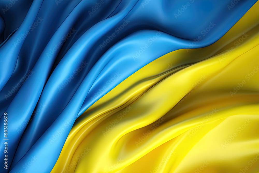 Blue and yellow background, waving the national flag of Ukrainian ...
