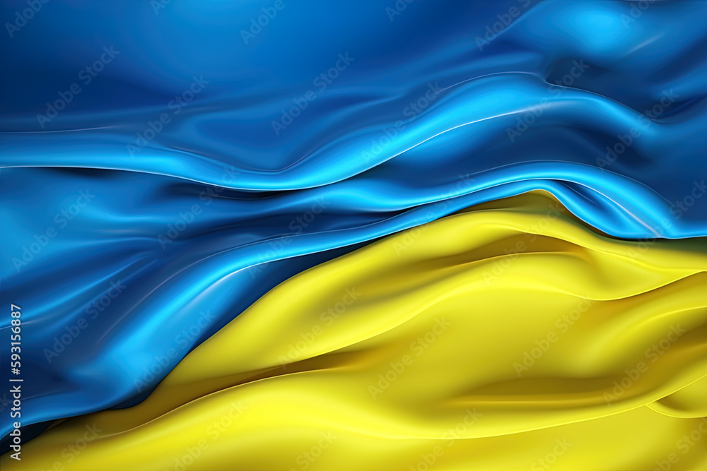 Blue and yellow background, waving the national flag of Ukrainian ...