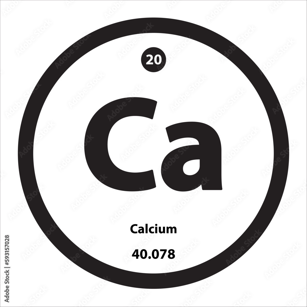 Icon structure Calcium (Ca) chemical element round shape circle black ...