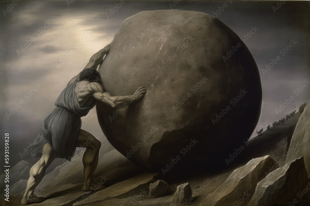 The Endless Struggle Sisyphus' Perpetual Journey of Rolling a Stone ...