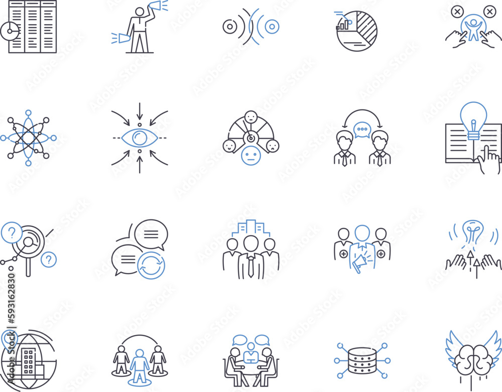 Partnership relation outline icons collection. Alliance, Cooperation ...